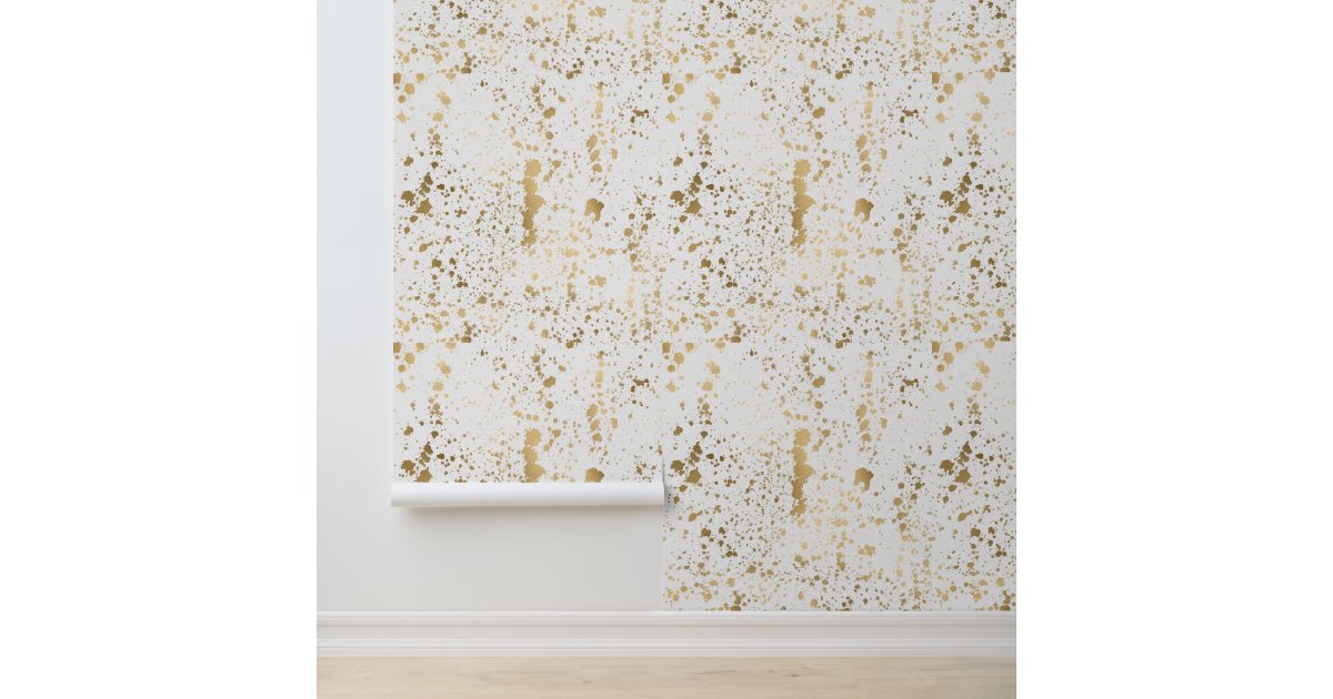 Abstract Gold Splatter Stripes Wallpaper | Zazzle
