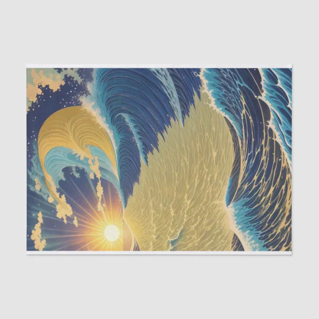 Abstract Golden Morning Sunrise Ocean Wave Tissue Paper | Zazzle