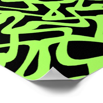 Abstract Graphic Pattern Black and Lime Green. Poster | Zazzle