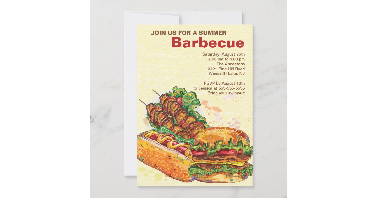 Abstract Grilling Summer Barbecue Party Invitation | Zazzle