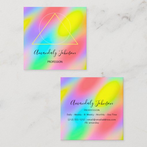 Abstract Holographic Rainbow Modern Square Square Business Card | Zazzle