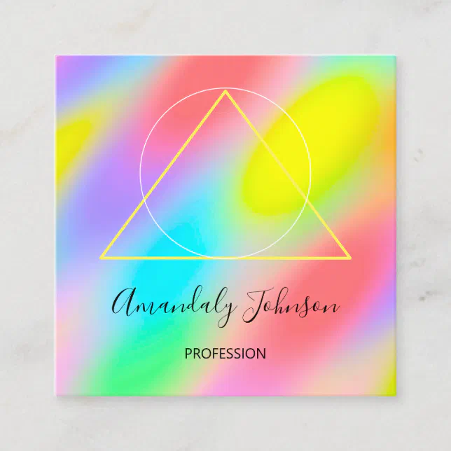 Abstract Holographic Rainbow Modern Square Square Business Card | Zazzle