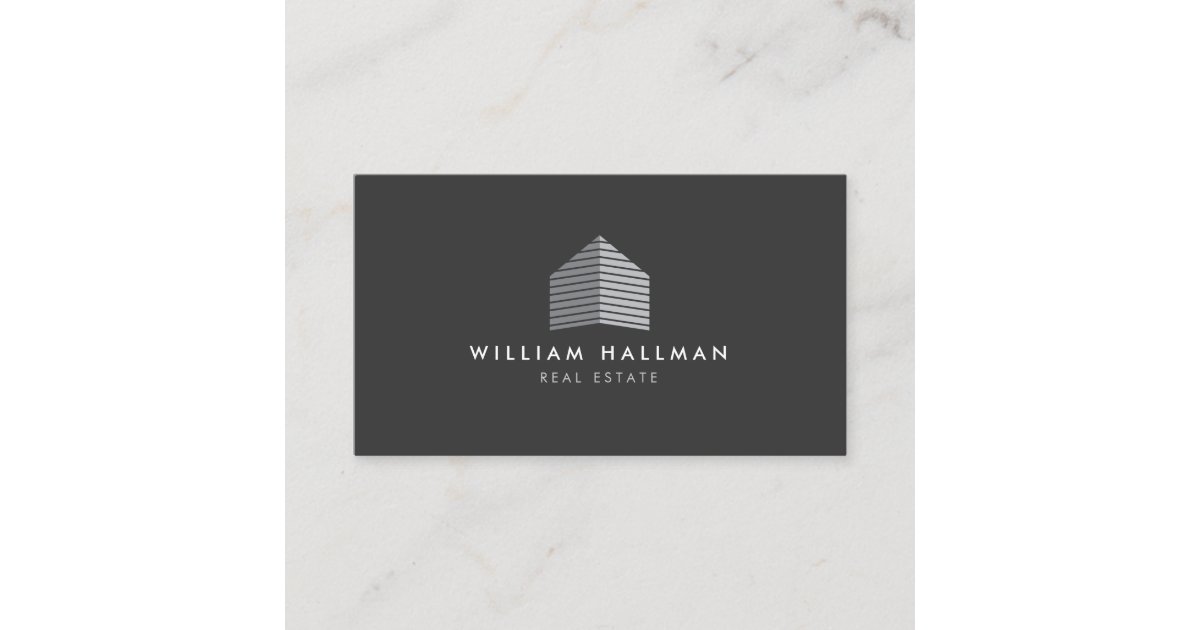 Abstract Home Logo Gray/Dark Gray Business Card | Zazzle