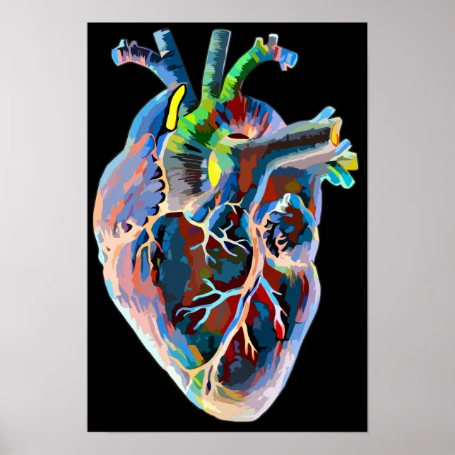 Abstract Human Anatomy biology Heart Original Art Poster | Zazzle
