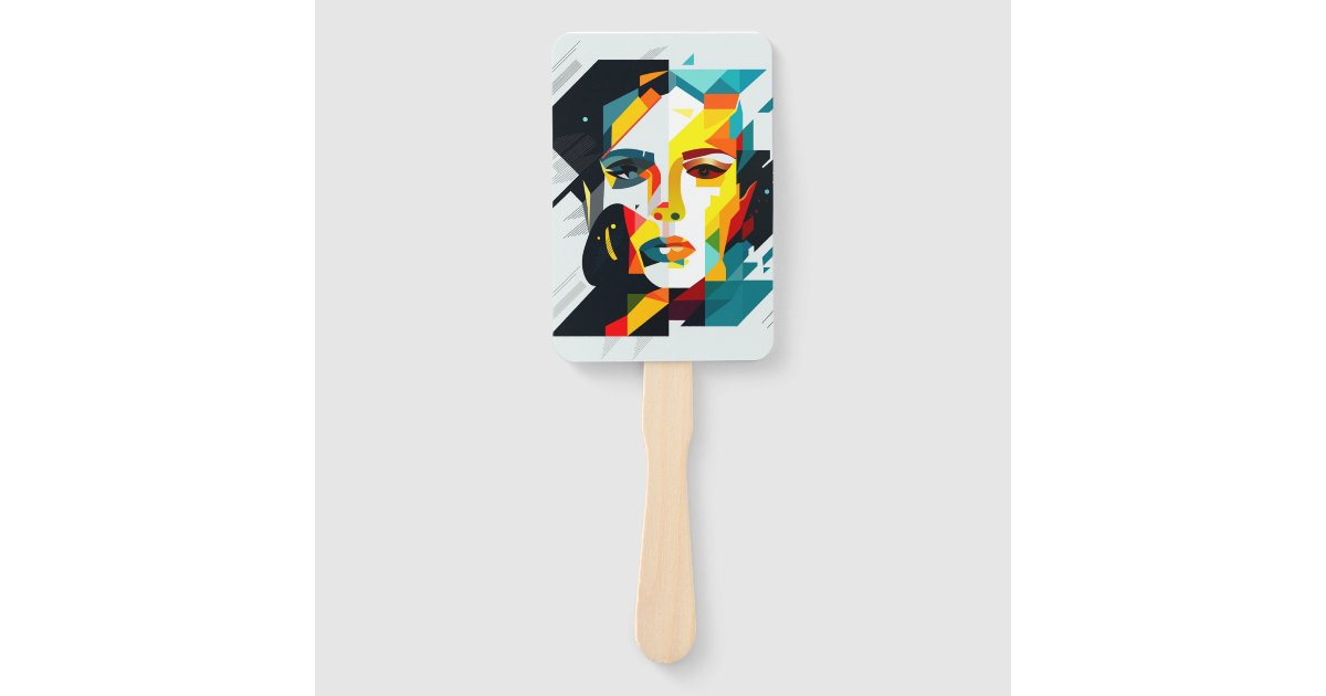 Abstract human face hand fan | Zazzle