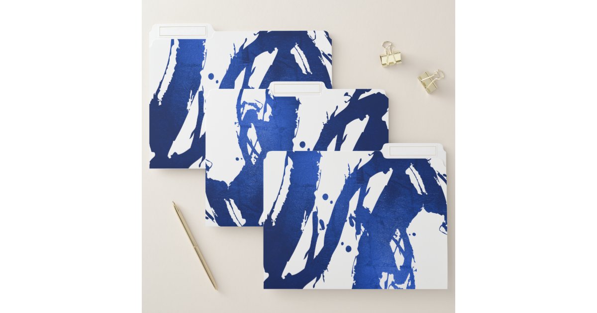 Abstract Indigo Blue Brushstrokes File Folder | Zazzle