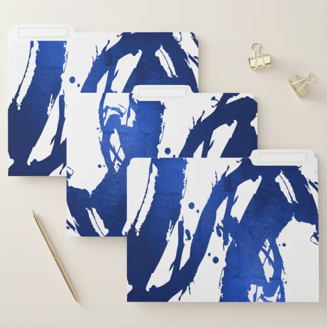 Abstract Indigo Blue Brushstrokes File Folder | Zazzle