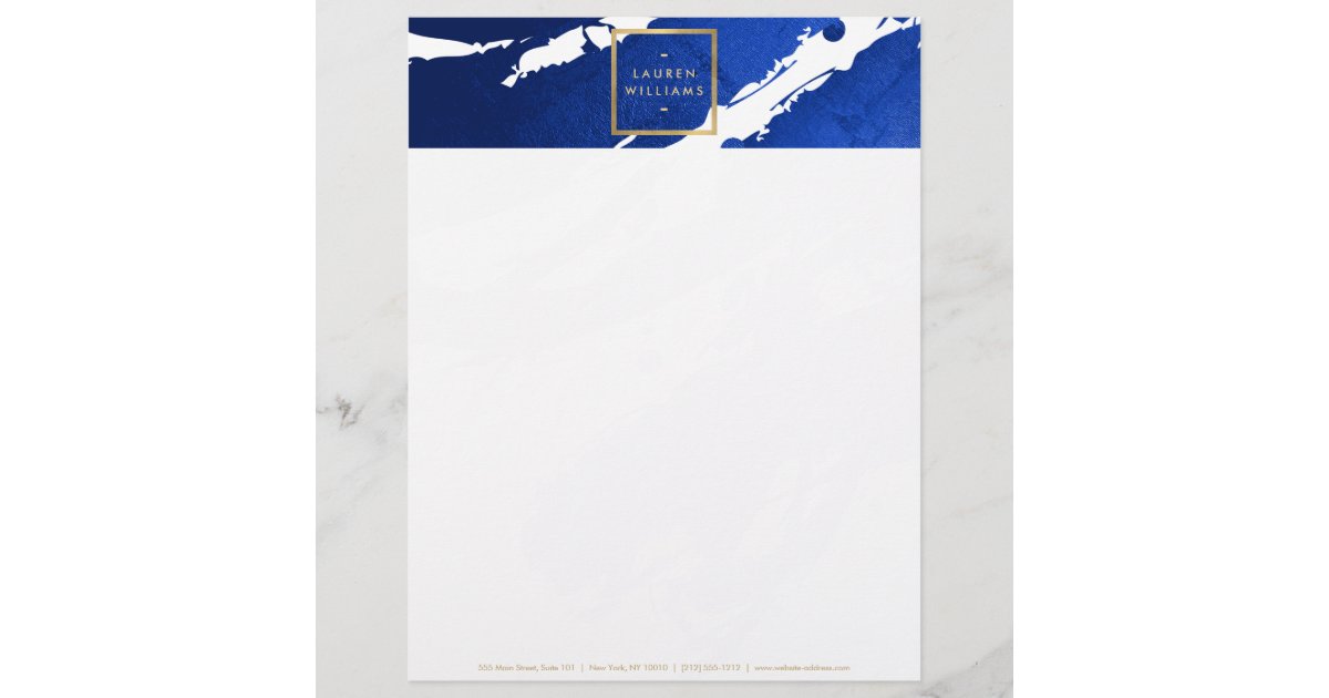 Abstract Indigo Blue Brushstrokes Letterhead | Zazzle