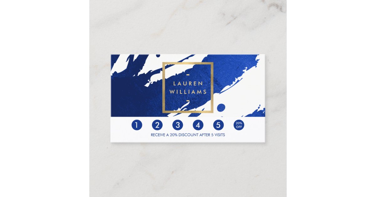 Abstract Indigo Blue Brushstrokes Loyalty Card | Zazzle