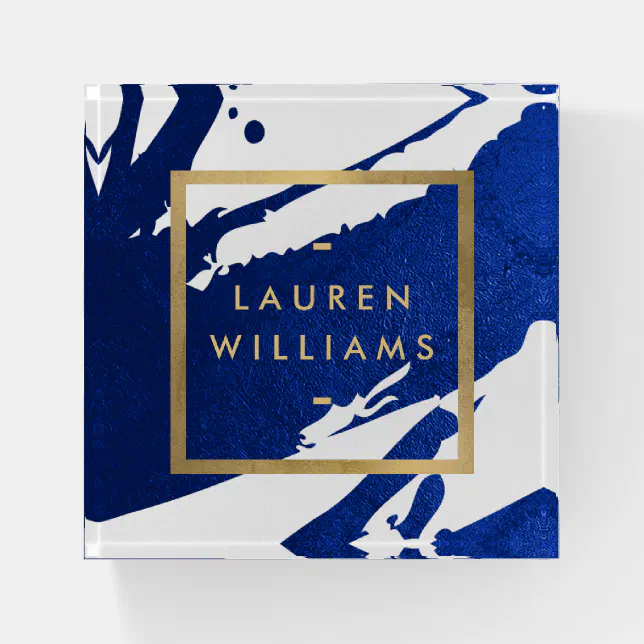 Abstract Indigo Blue Brushstrokes Paperweight | Zazzle