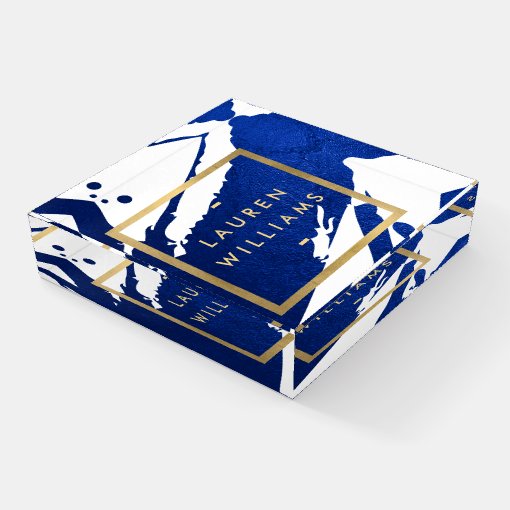 Abstract Indigo Blue Brushstrokes Paperweight | Zazzle