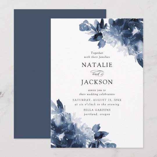 Abstract Indigo Floral | Wedding Invitation | Zazzle.com