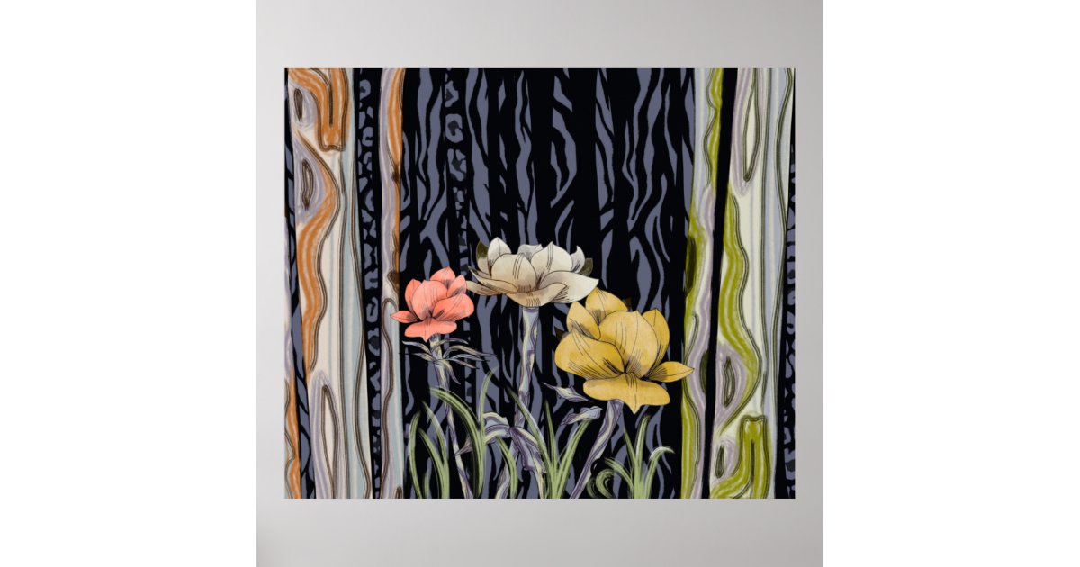 Abstract landscape bushfire art poster | Zazzle