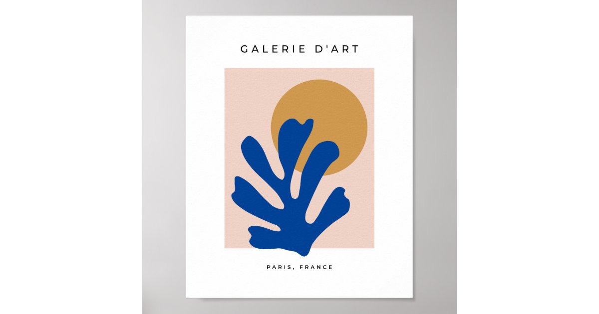 Abstract Leaves Blue Modern Shapes Cut Outs Poster | Zazzle