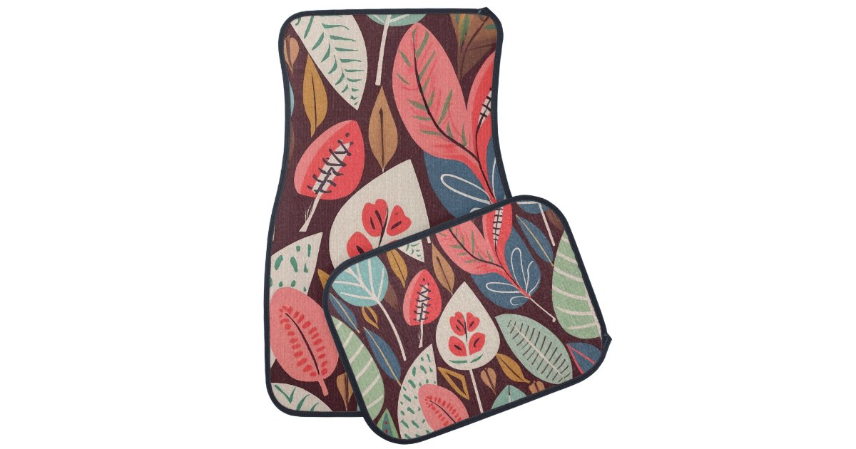 Abstract Leaves Pattern Car Floor Mat | Zazzle