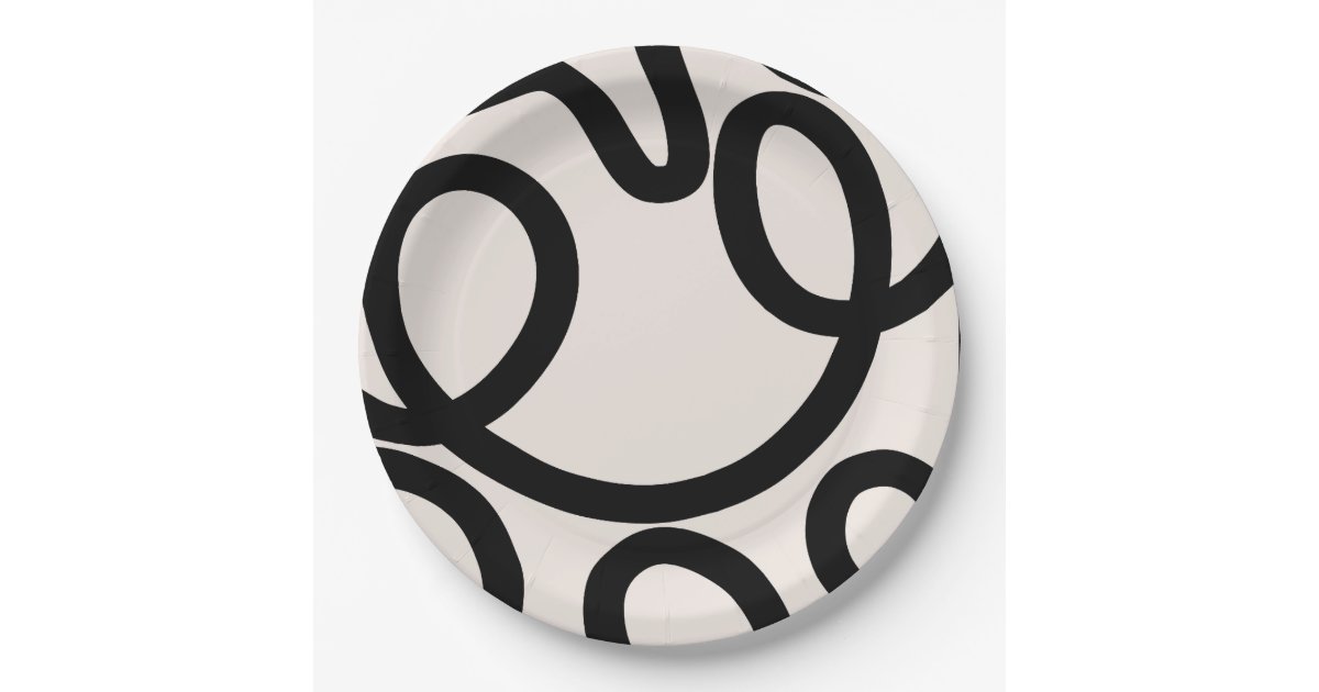 Abstract Line Black And White Paper Plates | Zazzle