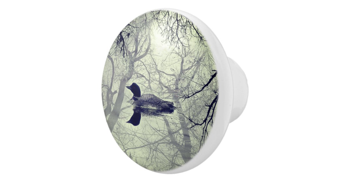 Abstract loon on a lake drawer pull | Zazzle