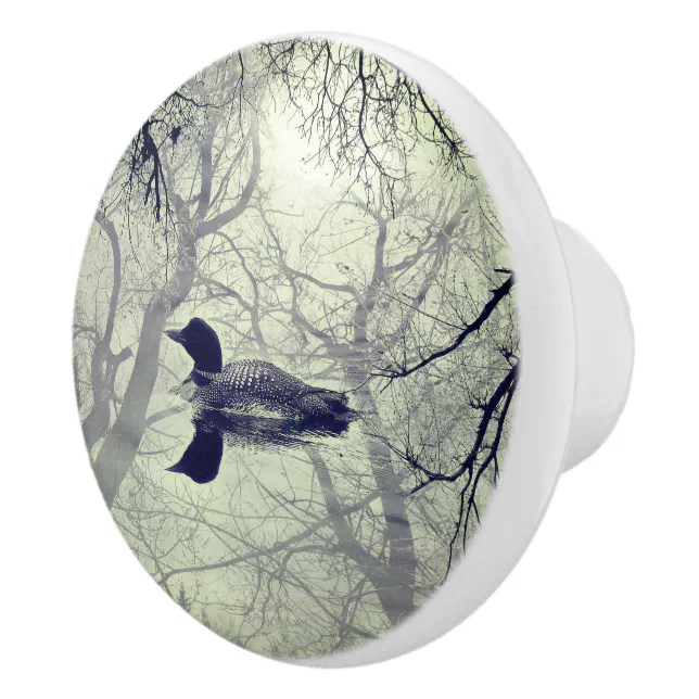 Abstract loon on a lake drawer pull | Zazzle