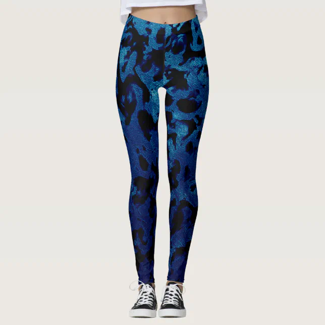 Abstract Magic - Navy Blue Grunge Black Leggings | Zazzle