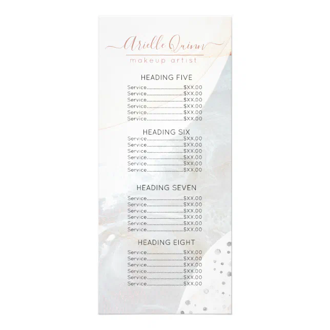 Abstract Makeup Artist Price List Rack Card | Zazzle