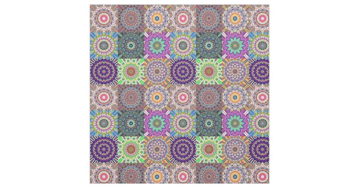 Abstract Mandala Collage Fabric | Zazzle