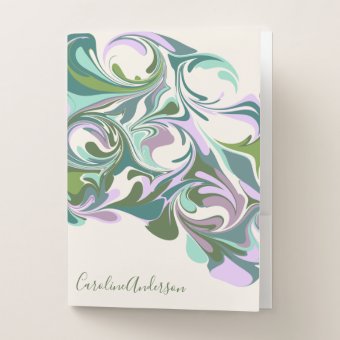 Abstract Marble in Purple and Green Personalized Pocket Folder | Zazzle