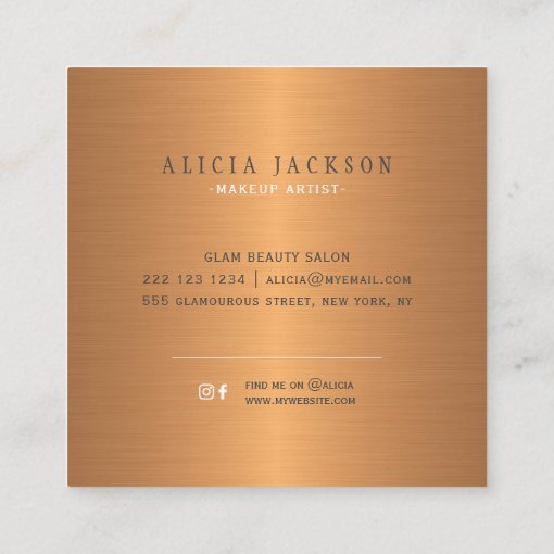 Abstract marble paint rose gold black monogrammed square business card ...