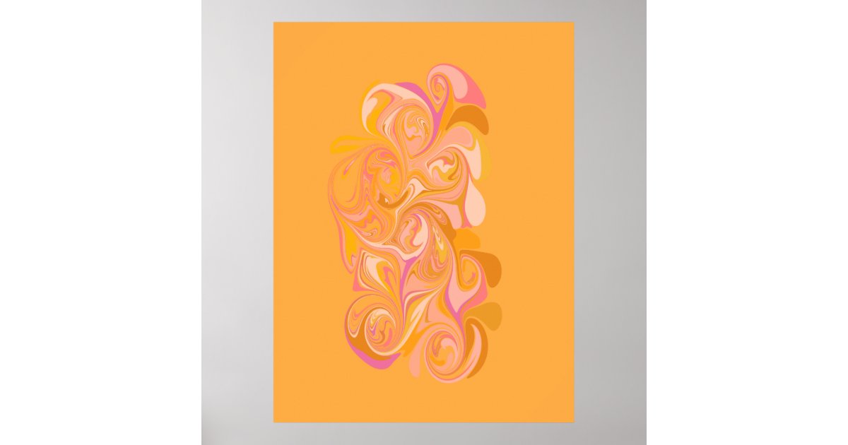 Abstract Marble Swirl Art in Yellow Poster | Zazzle