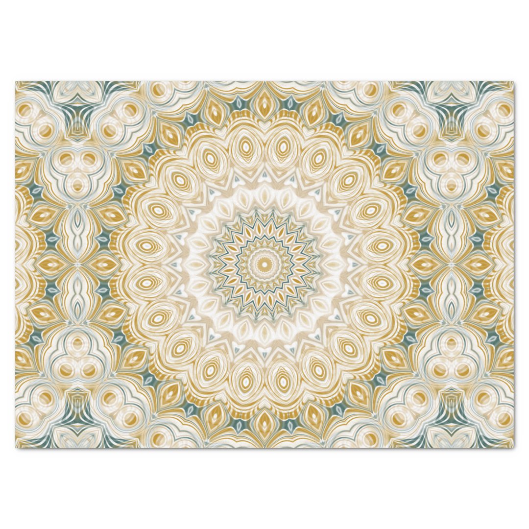 Abstract Medallion Design in Mustard Yellow Tissue Paper | Zazzle
