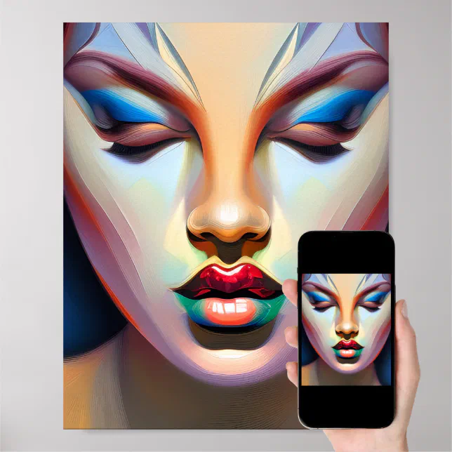 Abstract MERGE Lady Faces in the Style of Michael Poster | Zazzle