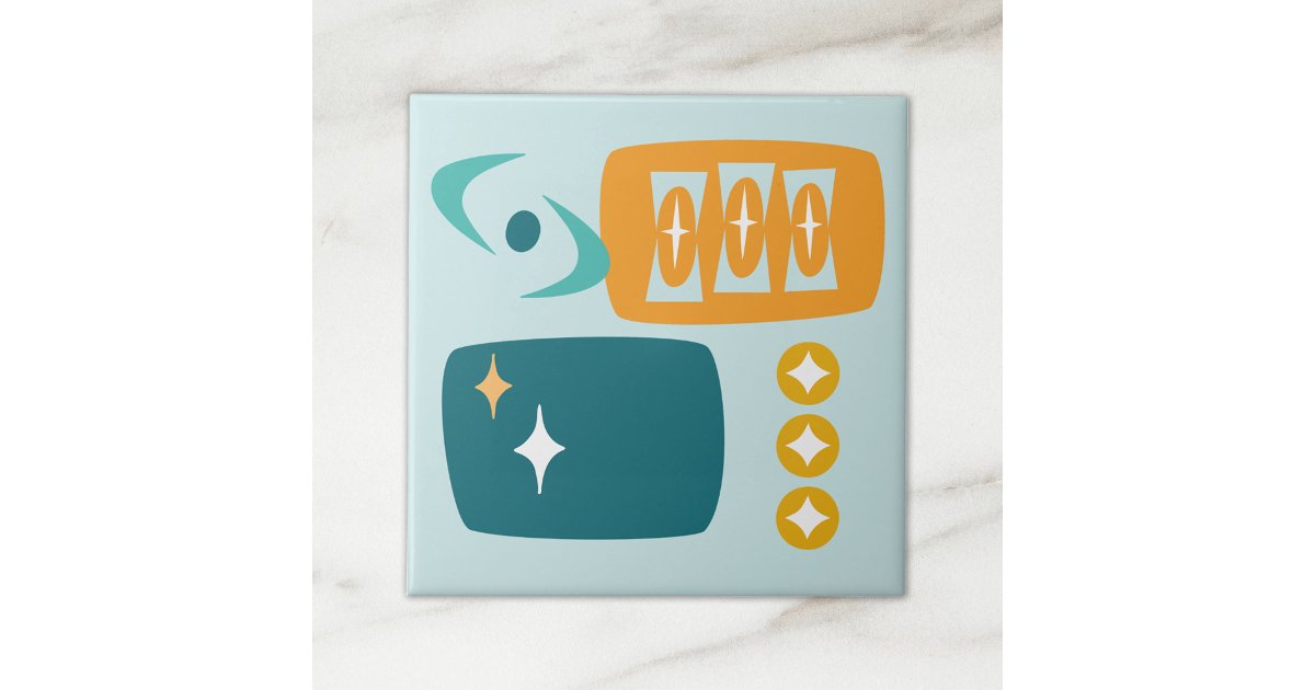 Abstract Mid Century Atomic Ceramic Tile | Zazzle