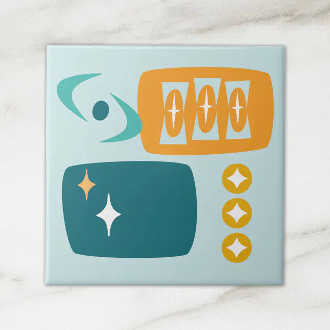 Abstract Mid Century Atomic Ceramic Tile | Zazzle