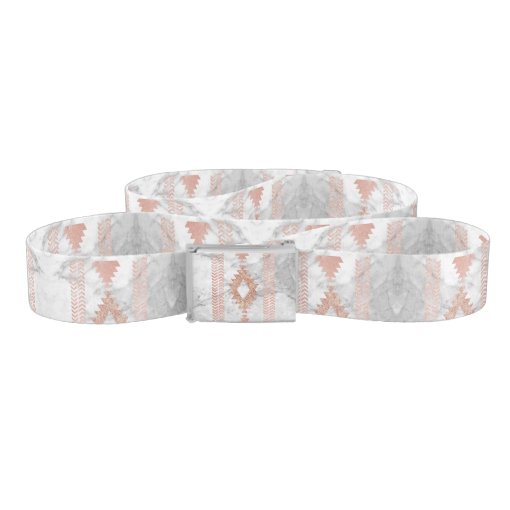 abstract minimalist rose gold aztec white marble belt | Zazzle