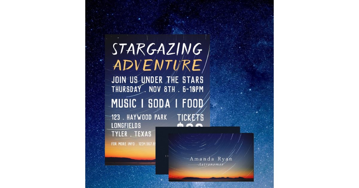 Abstract Mountain Stars, Astronomy Business Card | Zazzle