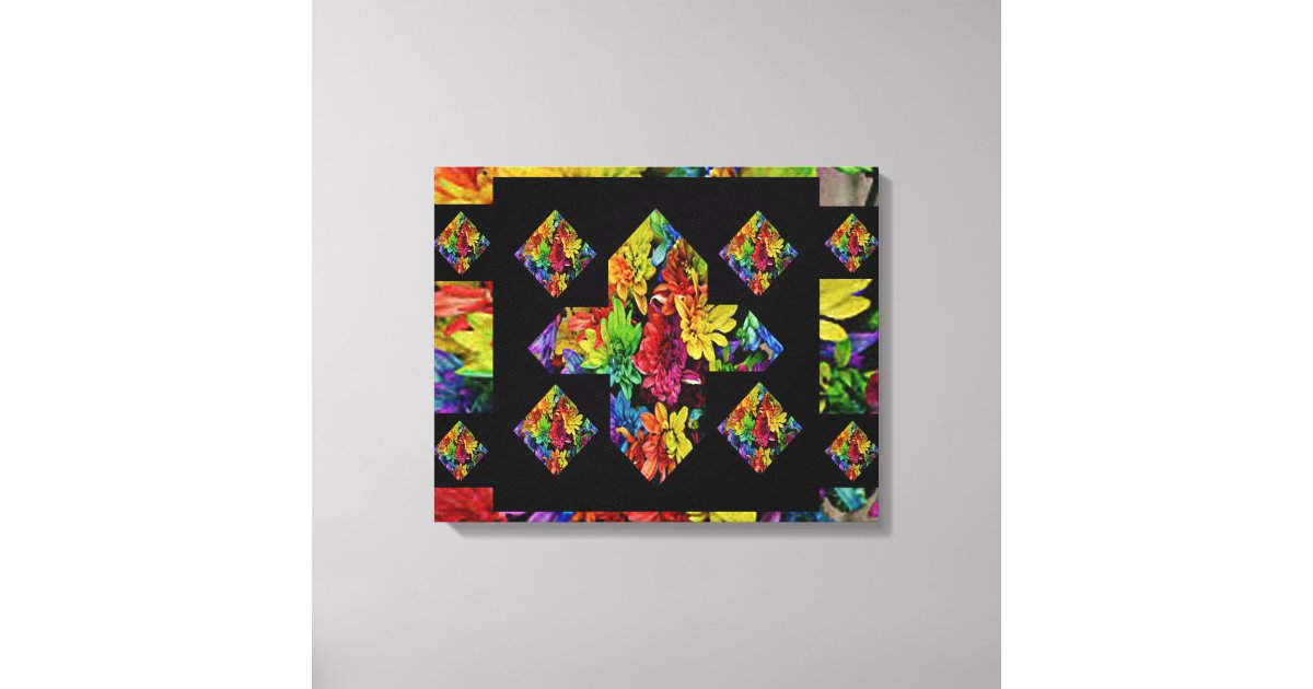 Abstract Multi-Colored Plus Sign Floral Art | Zazzle