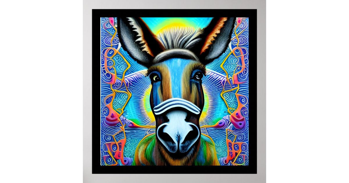 Abstract Multicolored Little Donkey Poster | Zazzle
