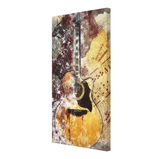Abstract Music Guitar Canvas Wall Art | Zazzle