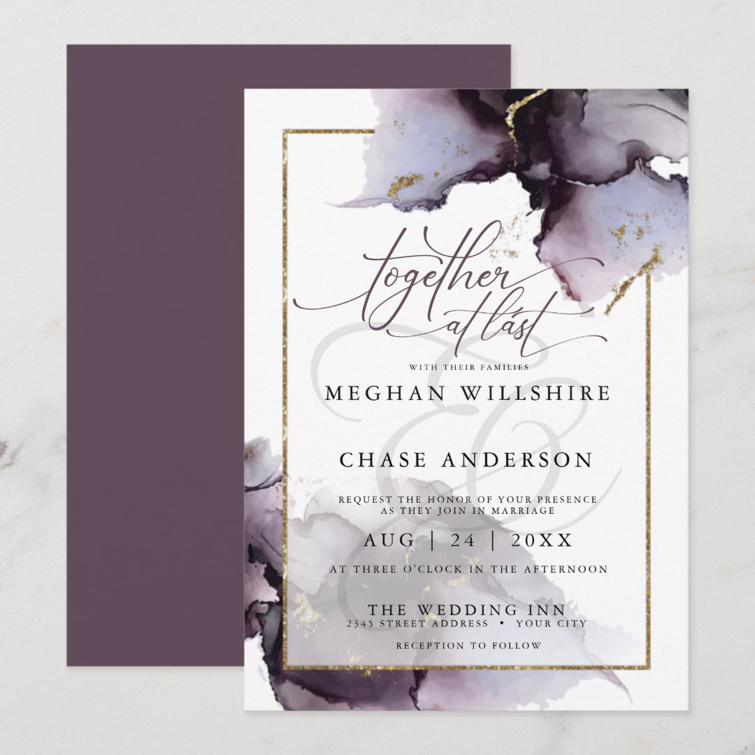 Abstract Muted Amethyst Heather Purple Wedding Inv Invitation | Zazzle
