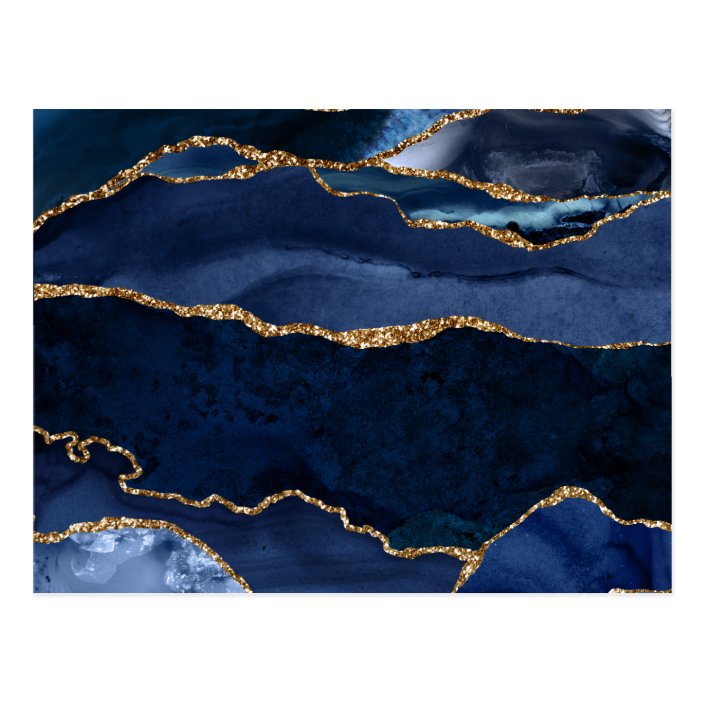 Abstract Navy Blue Agate Watercolor Postcard | Zazzle.com