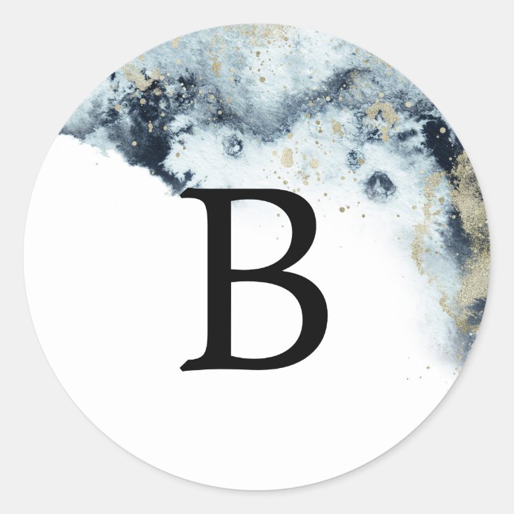 Abstract Navy Monogram Wedding Envelope Seals | Zazzle