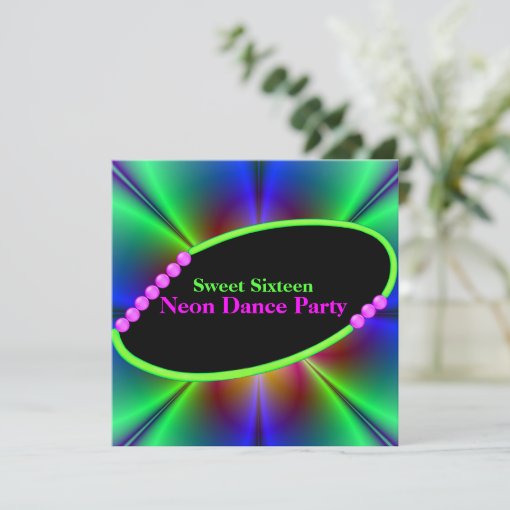 Abstract Neon Custom Party Invitation | Zazzle
