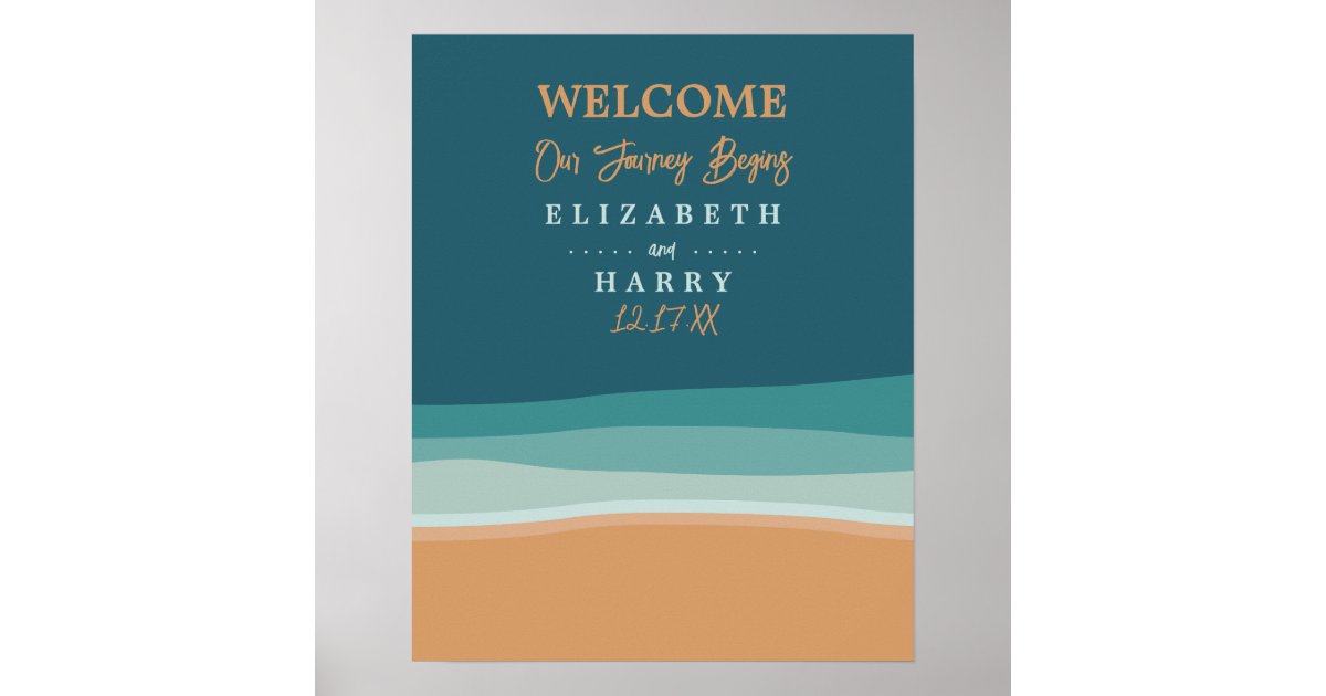 Abstract Ocean Beach Wedding Welcome Poster | Zazzle
