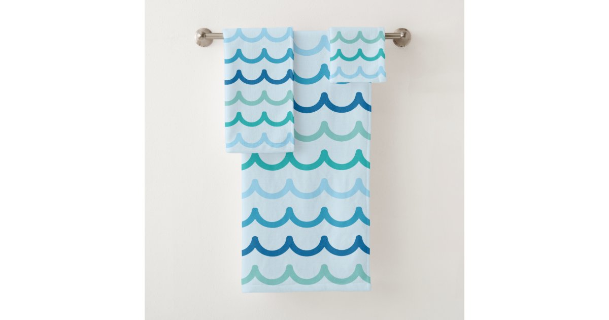 Abstract Ocean Waves Pattern Bath Towel Set | Zazzle