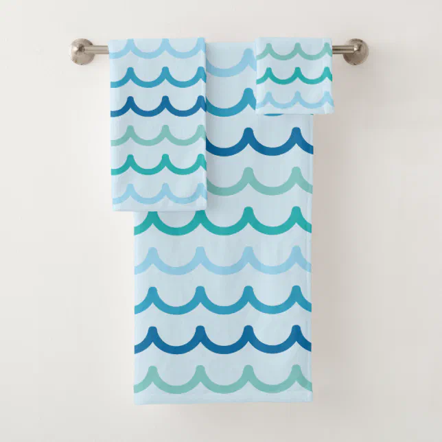 Abstract Ocean Waves Pattern Bath Towel Set | Zazzle