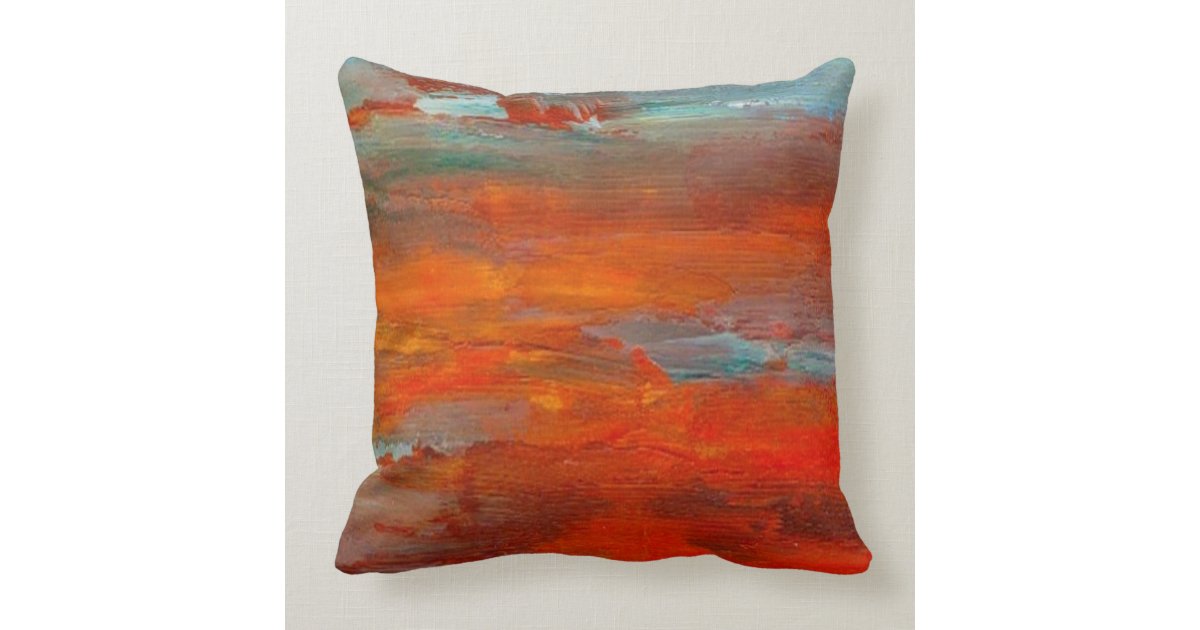 Abstract Orange Blue Sunset Beach Scene Pillow | Zazzle.com