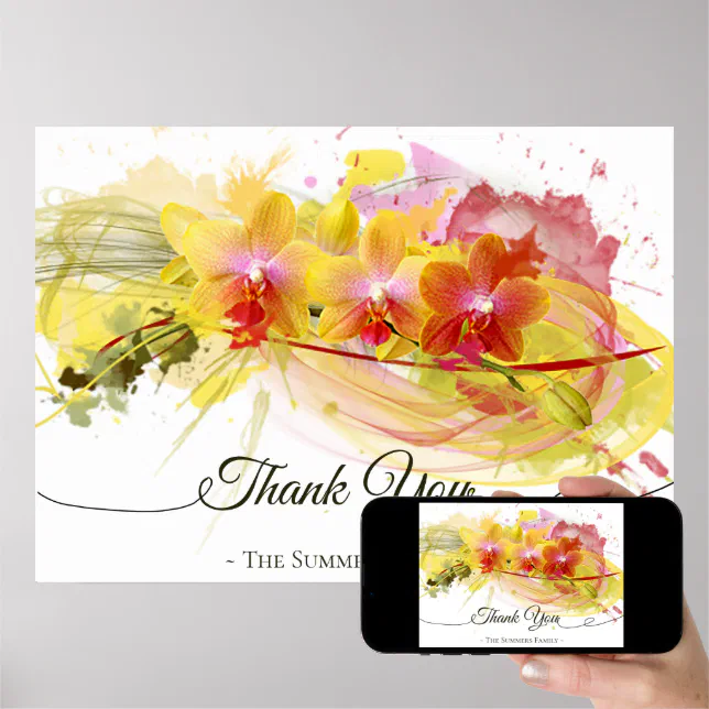 Abstract Orchids Color Splash Calligraphy Poster | Zazzle
