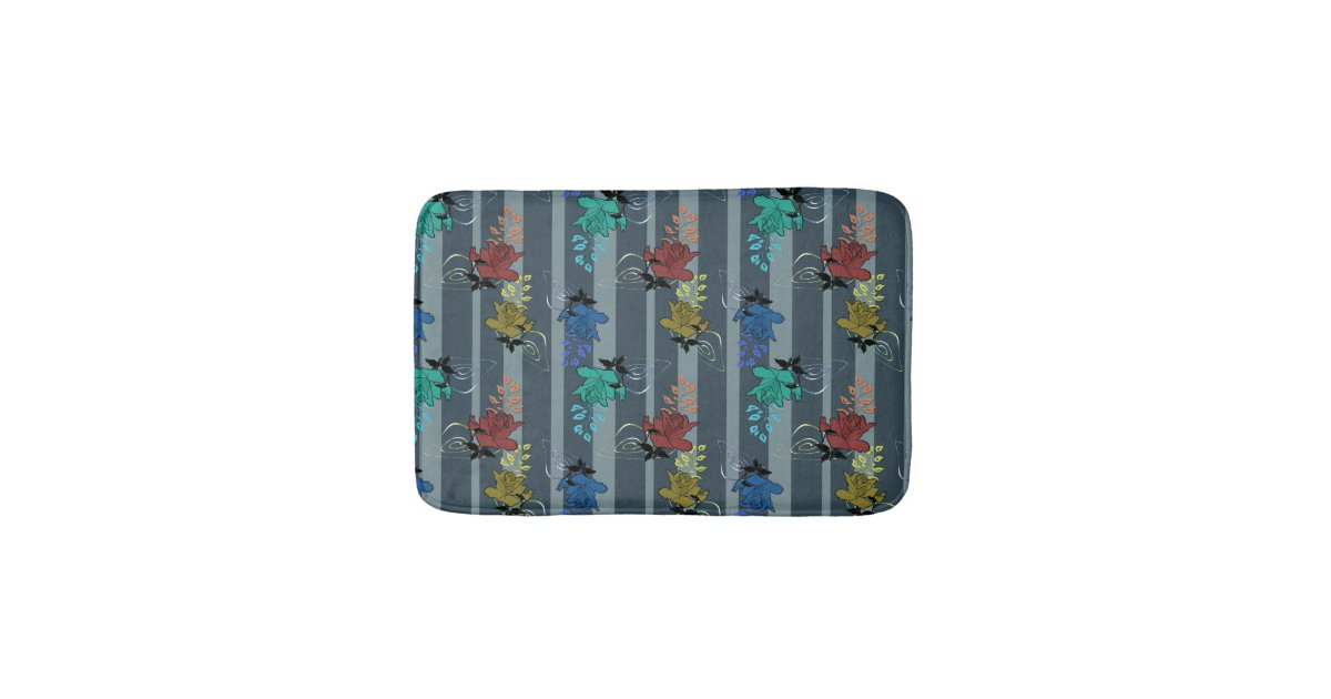 Abstract ornamental decorative retro striped line bath mat | Zazzle