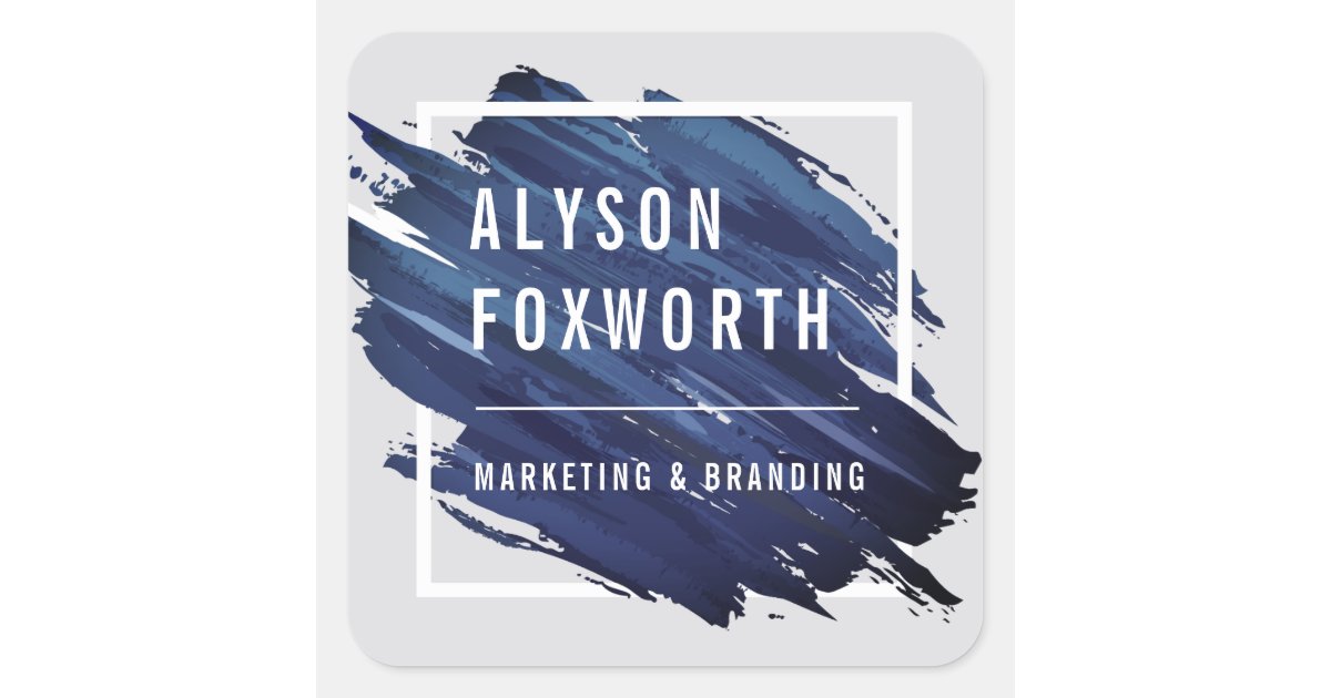 Abstract Paint Logo Custom Square Sticker | Zazzle