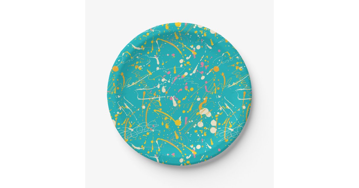 Abstract Paint Splash Paper Plates | Zazzle