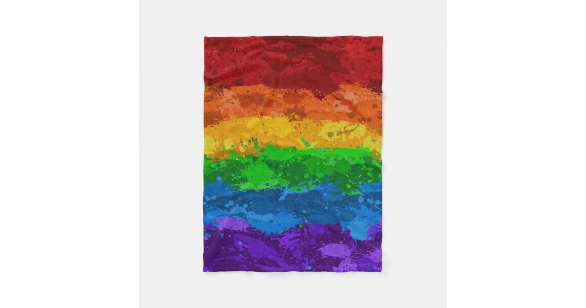 Abstract Paint Splatter LGBTQ Pride Rainbow Flag Fleece Blanket | Zazzle